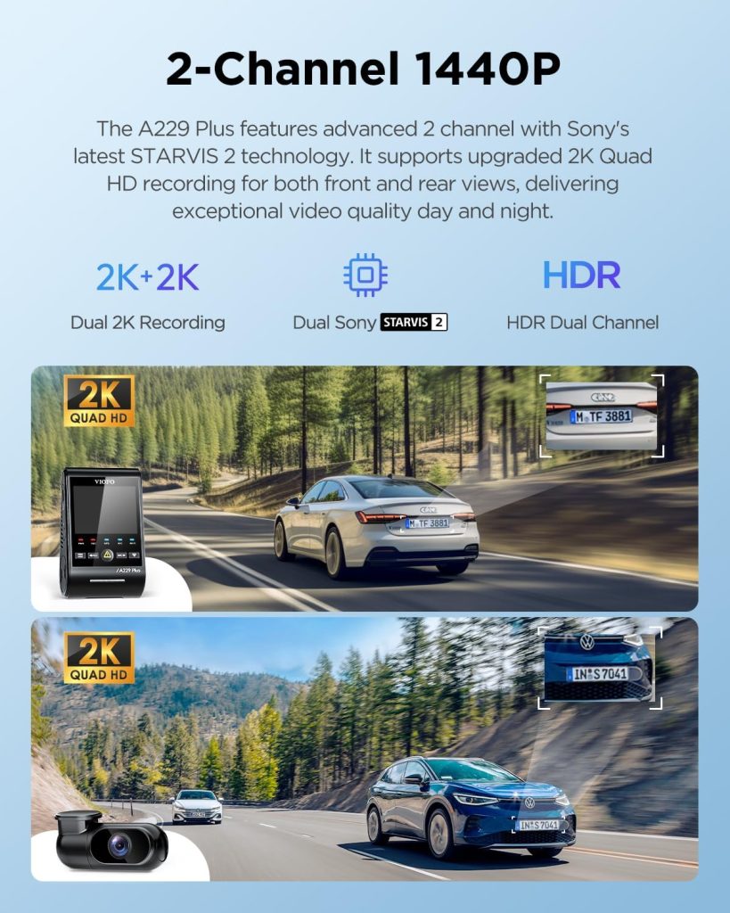 VIOFO A229 PLUS 2CH 1440p+1440p Dash Cam - OCD Tronic
